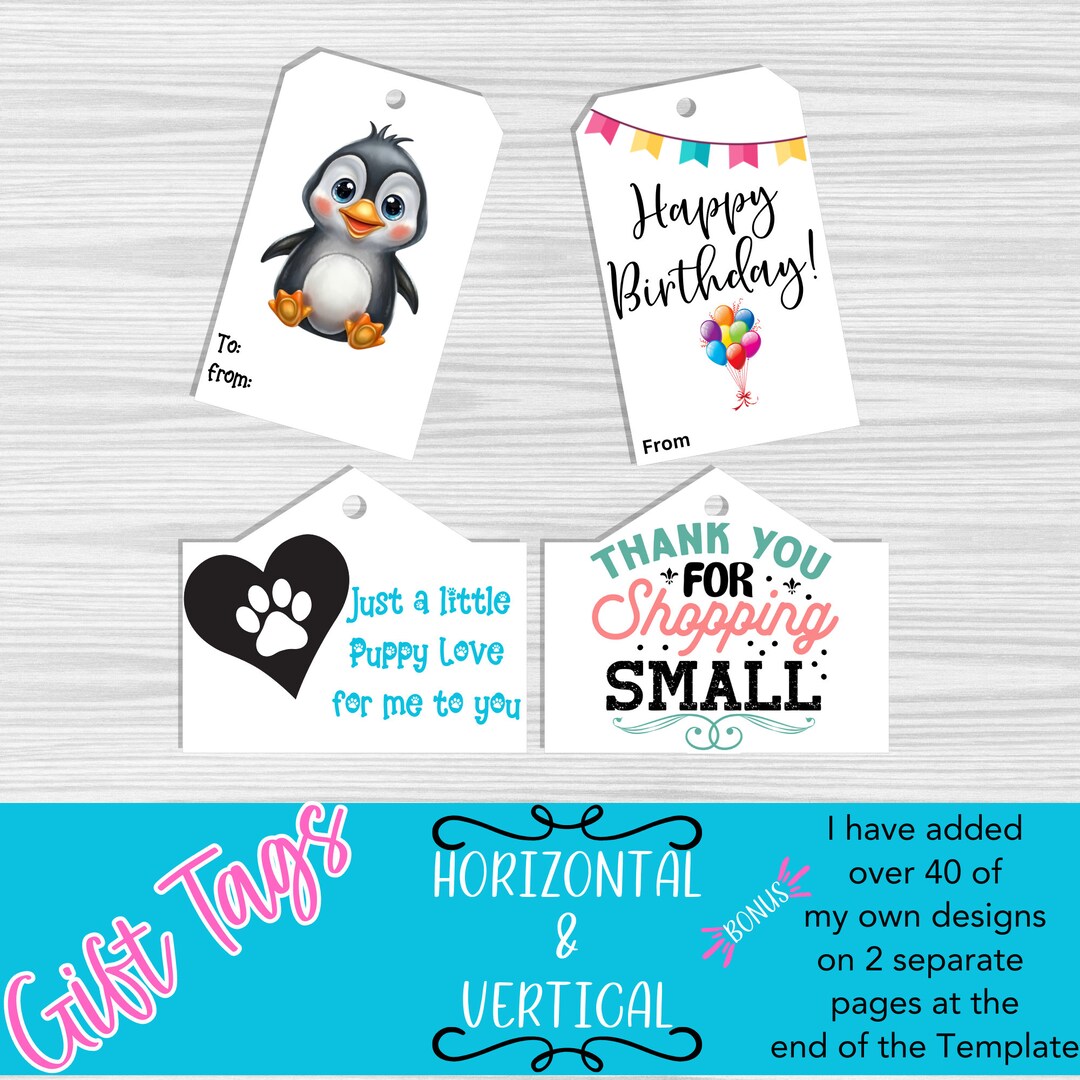 Editable Tags Instant Download, Calligraphy, Custom Tag, Gift Tags ...