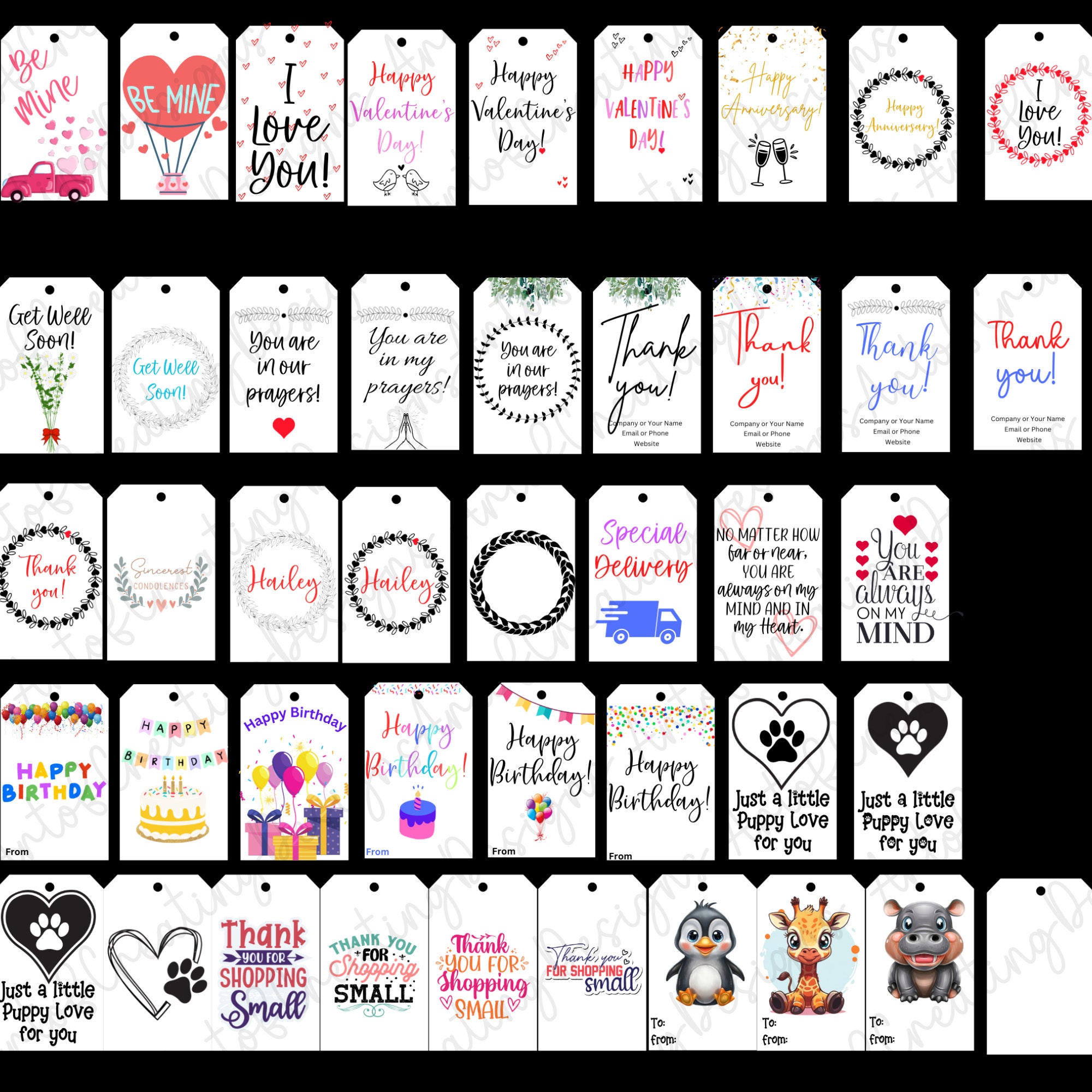 Editable Tags Instant Download, Calligraphy, Custom Tag, Gift Tags ...