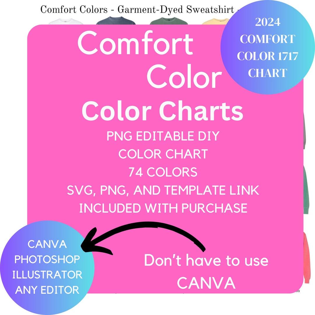 Editable Comfort Colors C1717 Color Chart, Canva Template Editable ...
