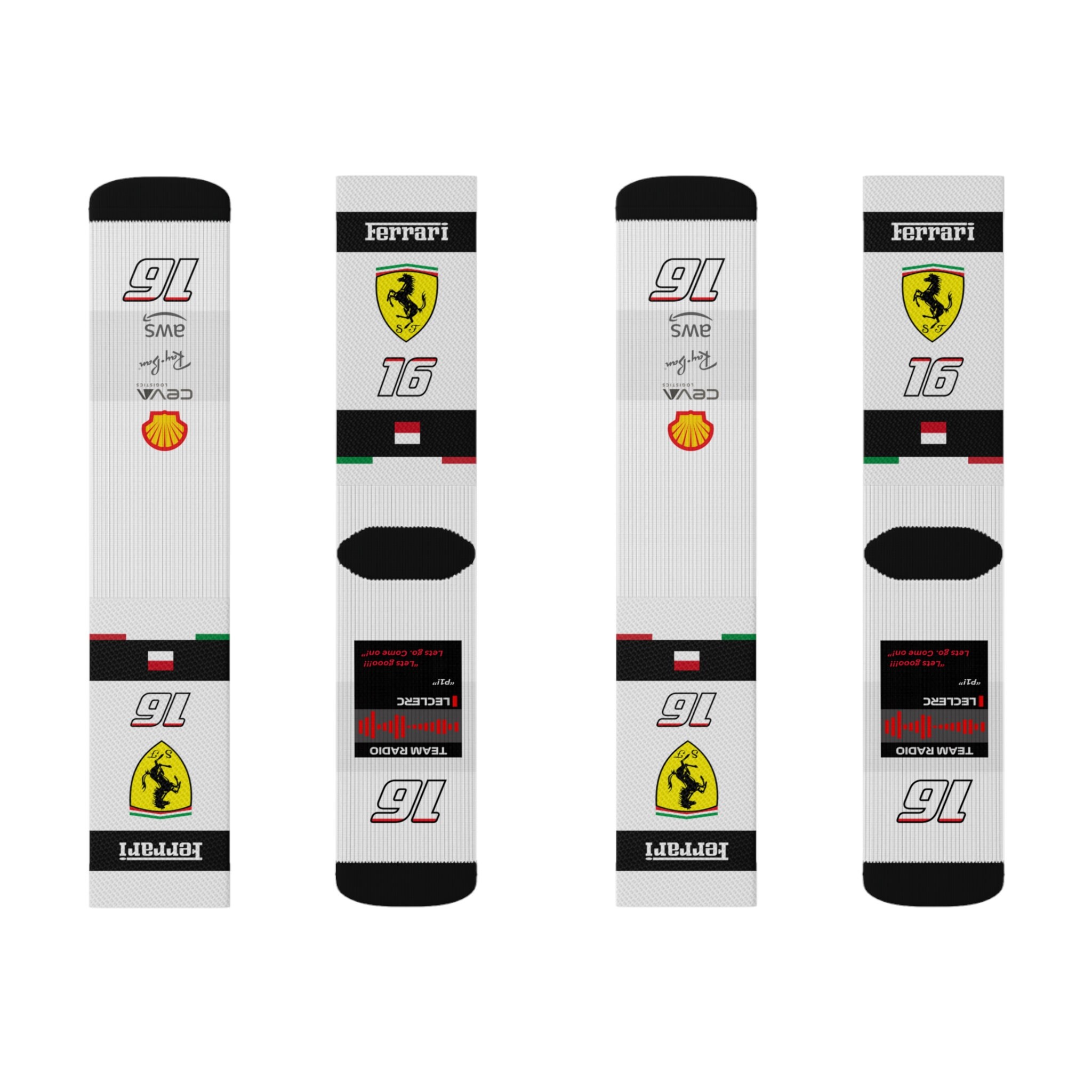 Charles Leclerc Ferrari Formula One Racing Socks - F1 - White - Etsy