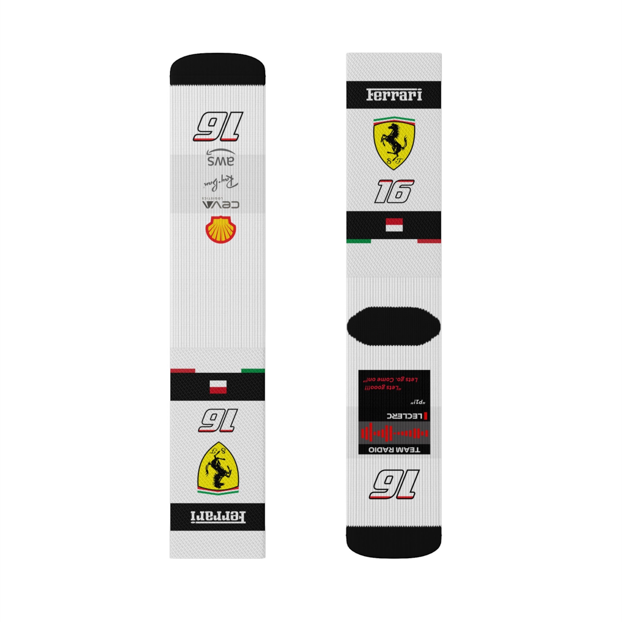 Charles Leclerc Ferrari Formula One Racing Socks - F1 - White - Etsy
