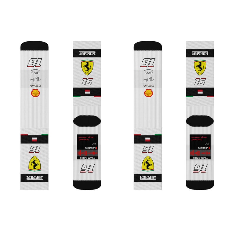 Charles Leclerc Ferrari Formula One Racing Socks - F1 - White - Etsy