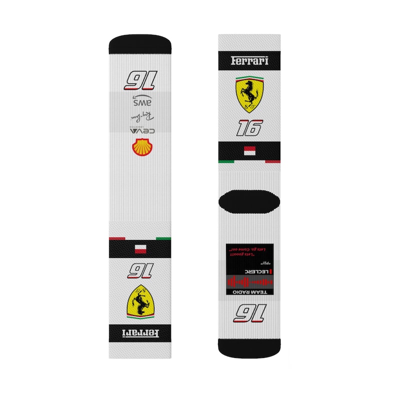 Charles Leclerc Ferrari Formula One Racing Socks - F1 - White - Etsy