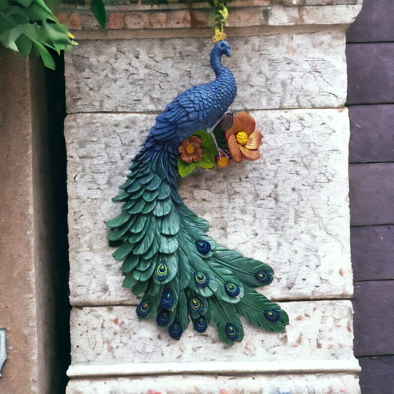 Vintage Peacock Wall Art Living Room Wood Sign Peacock Decor Framed ...