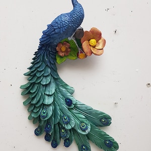 Vintage Peacock Wall Art Living Room Wood Sign Peacock Decor Framed ...