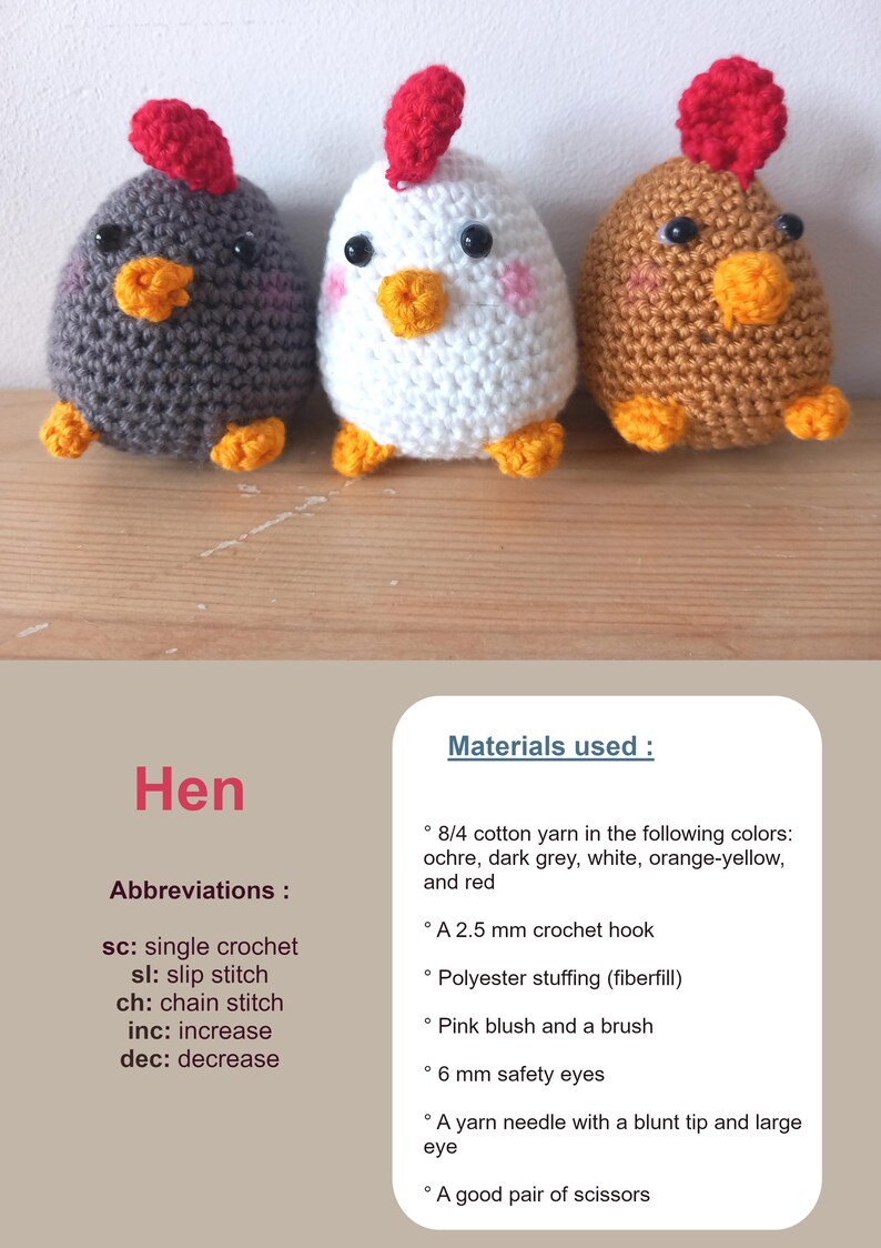 Amigurumi Hens: Crochet Pattern - Etsy