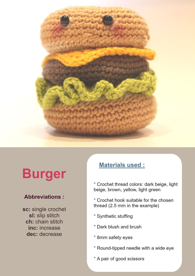 Amigurumi Burger: Crochet Pattern - Etsy