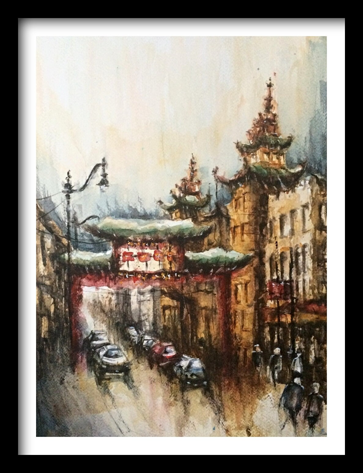 Chicago Chinatown, Original Art Print Giclée of Plein Air Watercolor ...