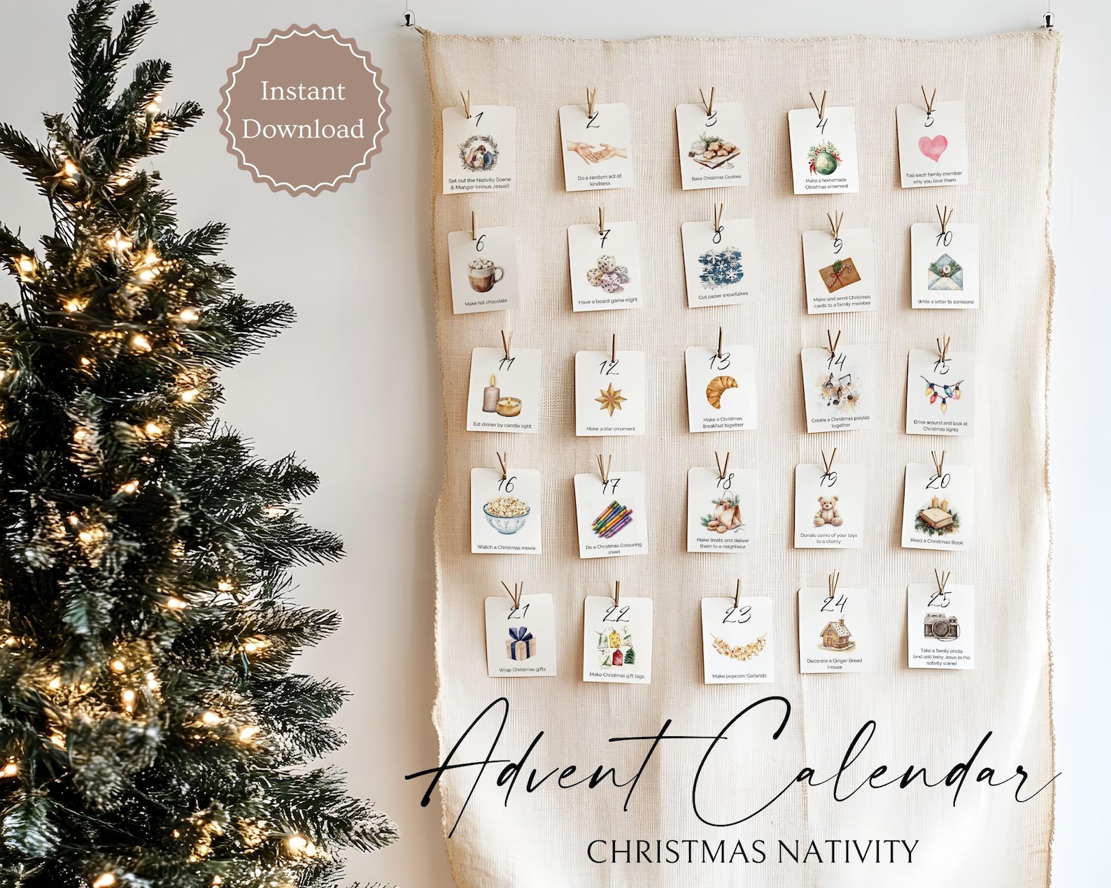 Christmas Nativity Advent Calendar With Scripture | Printable Advent ...