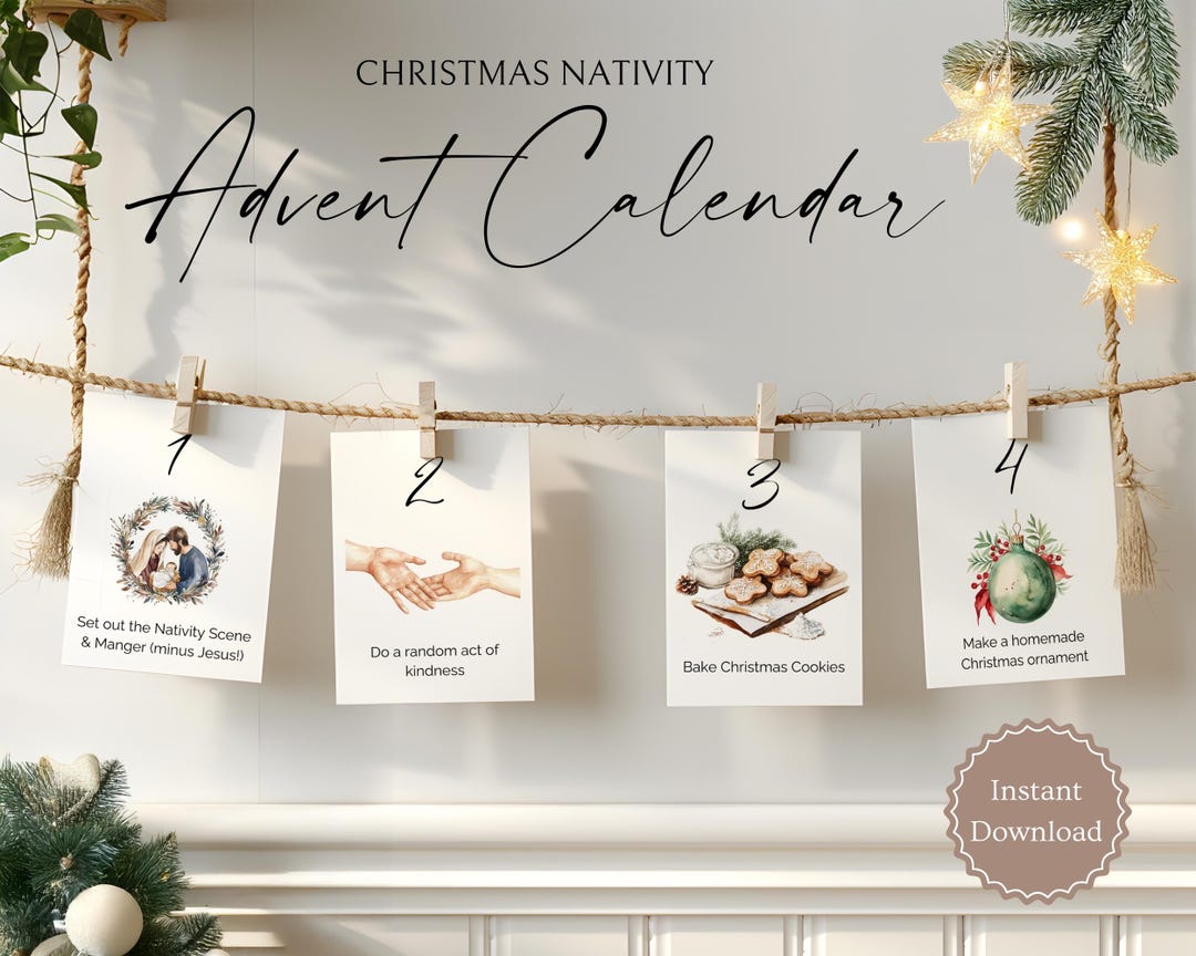 Christmas Nativity Advent Calendar With Scripture | Bible Advent Cards ...