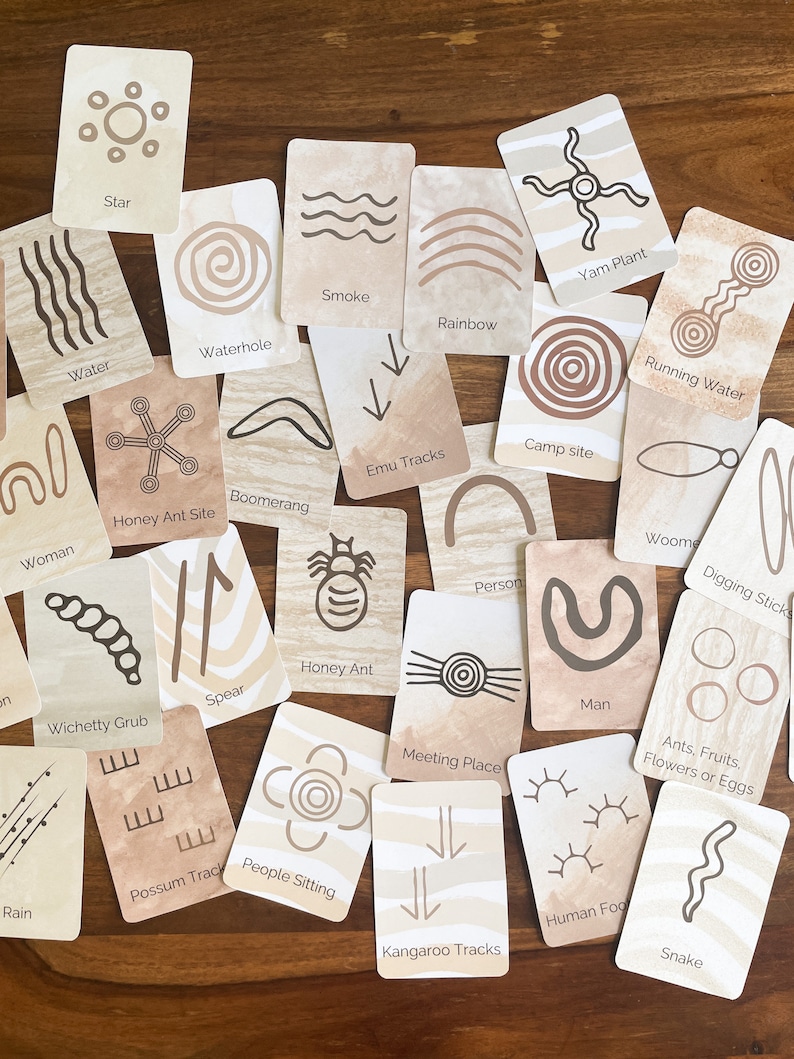 Aboriginal Art Symbols Flash Cards | Indigenous Cards Multicultural ...