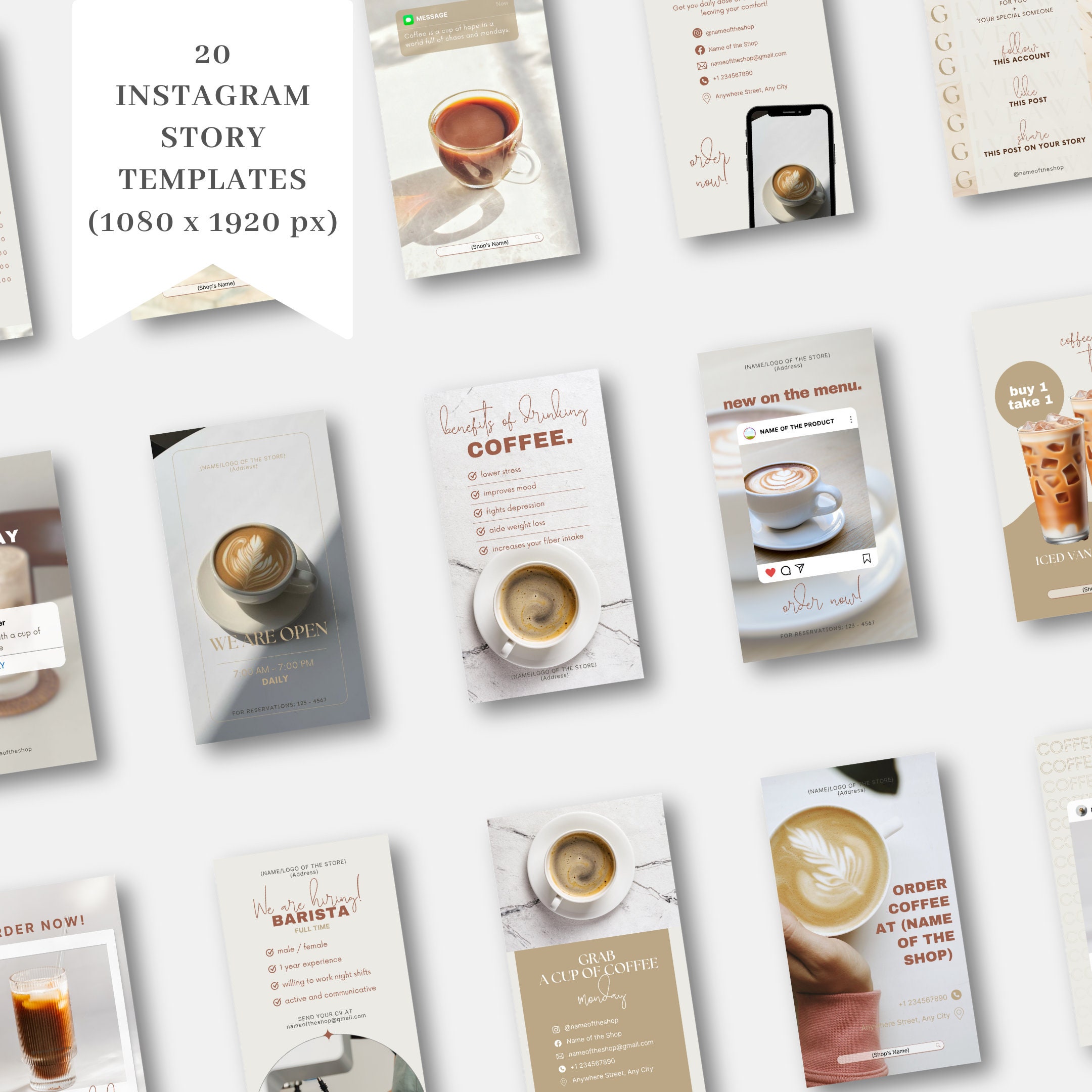 40 Coffee Shop Themed Instagram Post and Story Templates Coffee Social ...