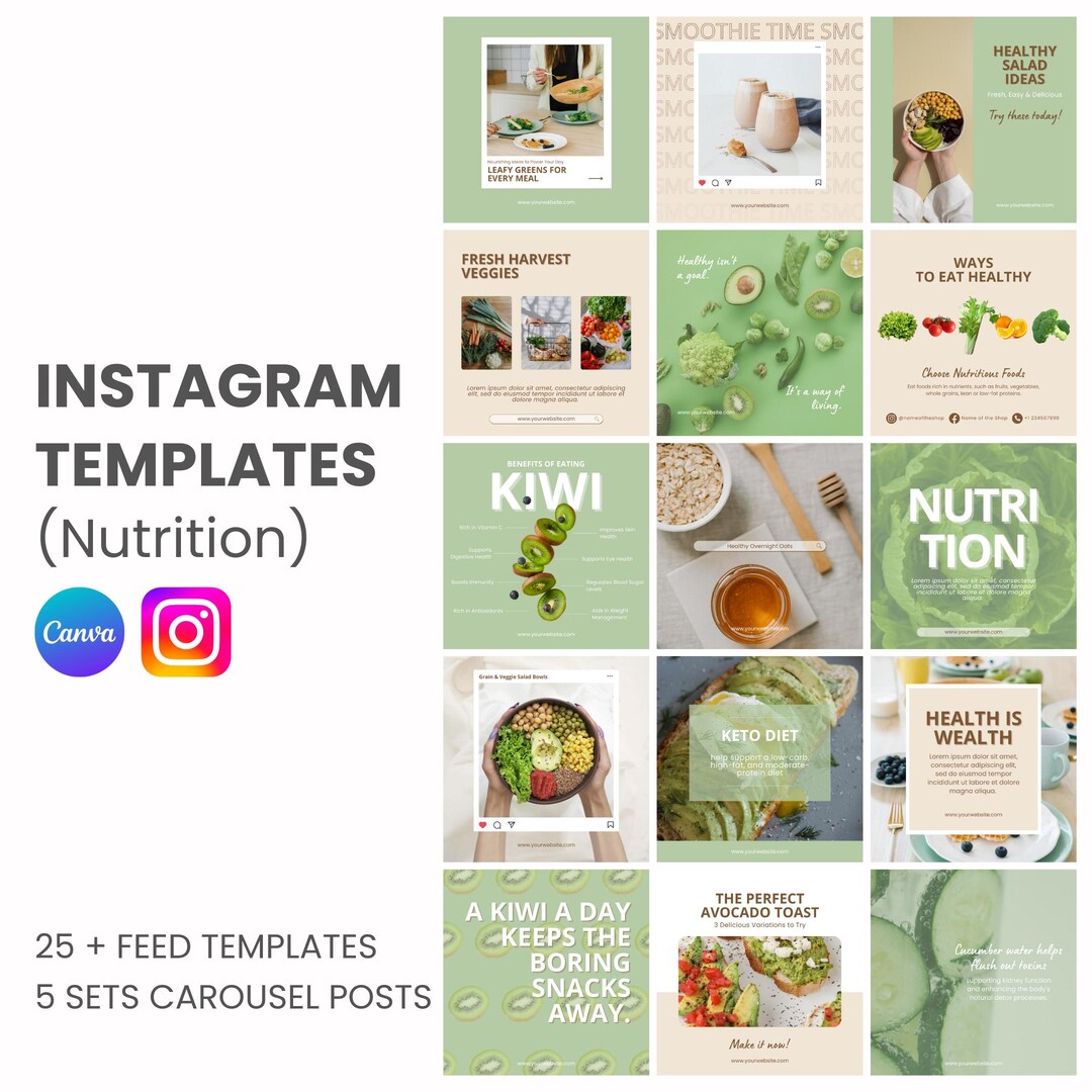 Nutrition, Wellness, and Health Coach Instagram Post Templates ...