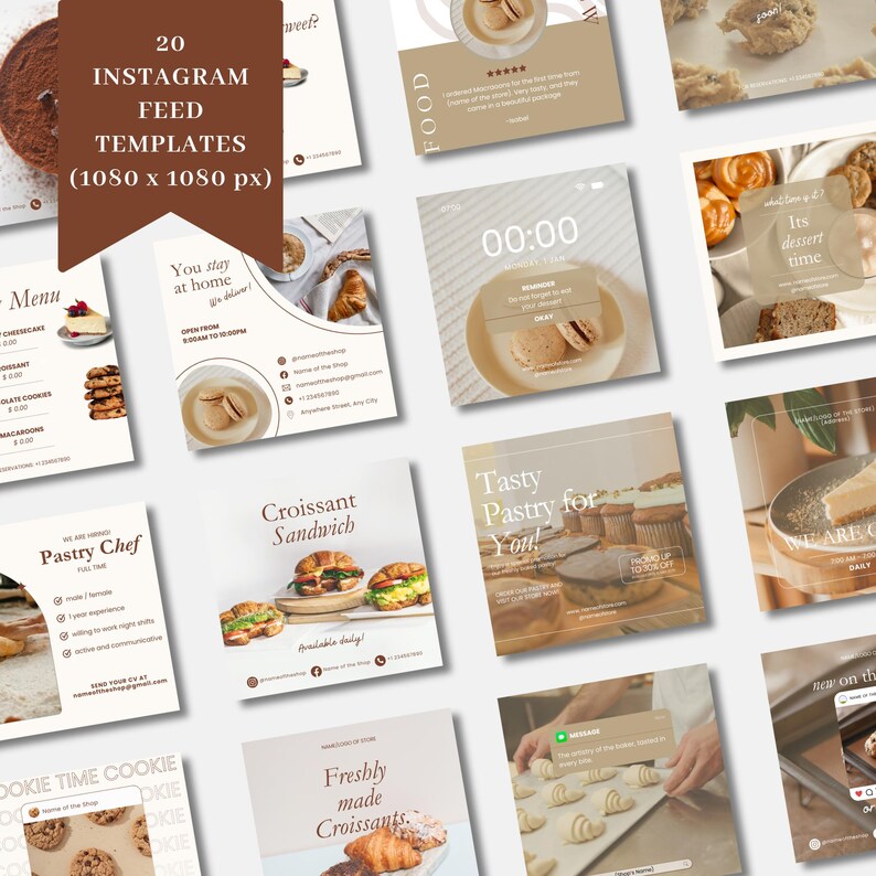 40 Patisserie Themed Instagram Post and Story Templates Patisserie ...