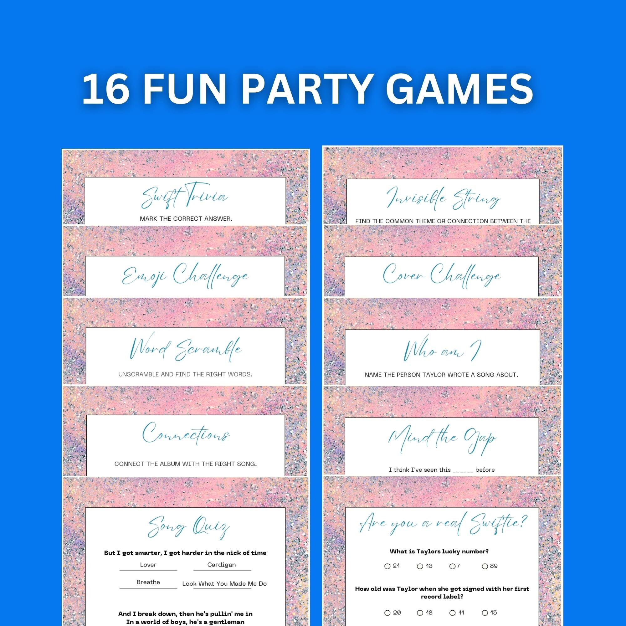 Taylor Swift Party Game Bundle: INSTANT DOWNLOAD - Dive Into Taylor ...