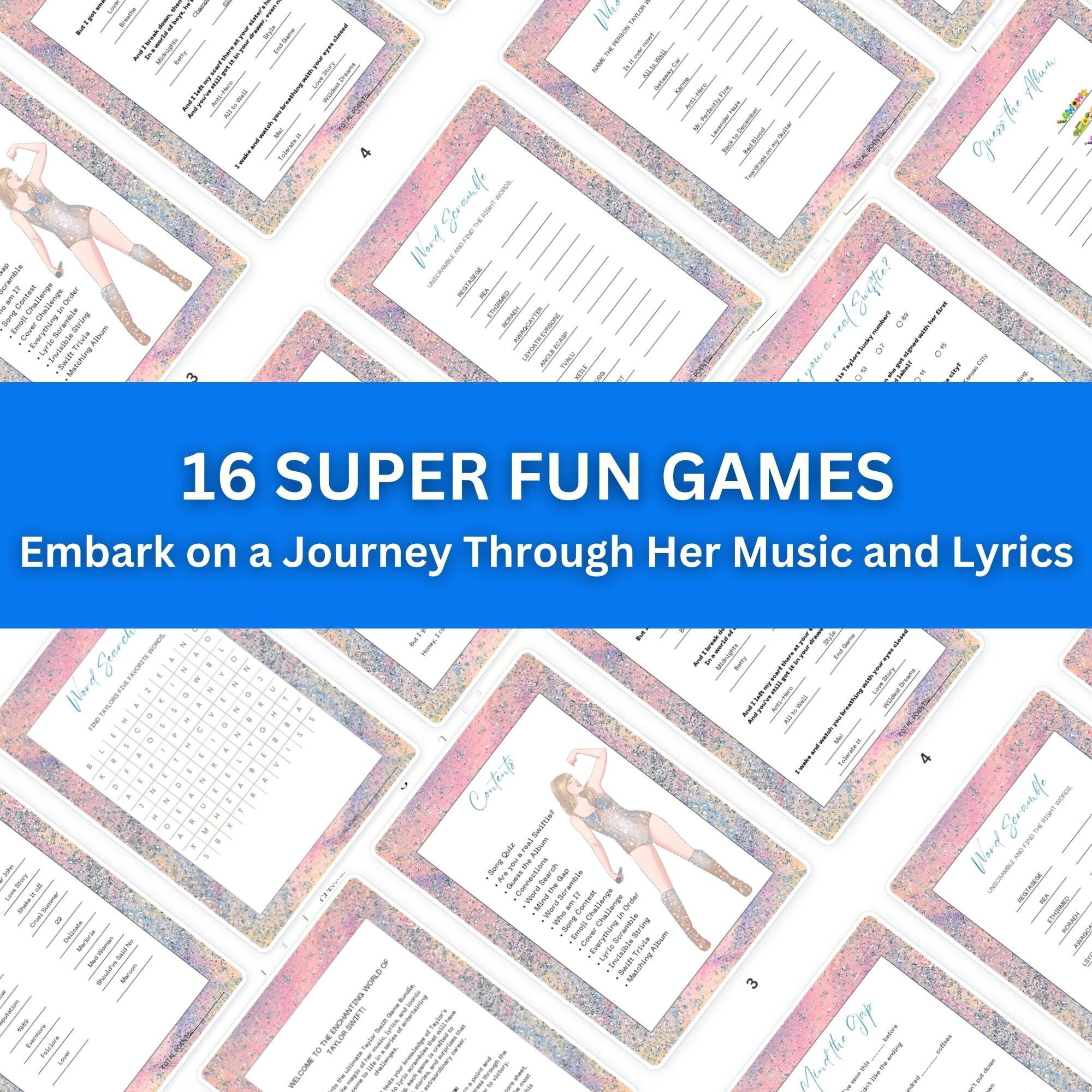 Taylor Swift Party Game Bundle: INSTANT DOWNLOAD - Dive Into Taylor ...