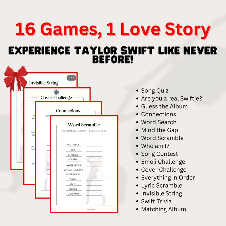 CHRISTMAS Taylor Swift Inspired Party Game Bundle - Instant Download ...