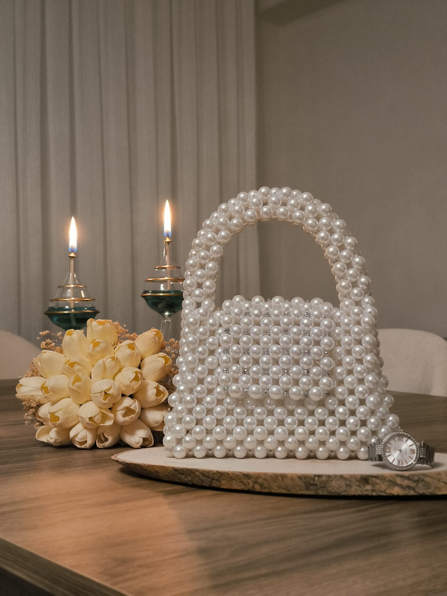 Pearl Bead Bag, Pearl Bag, Bead Knitten Bag, Handmade Bag, Project ...