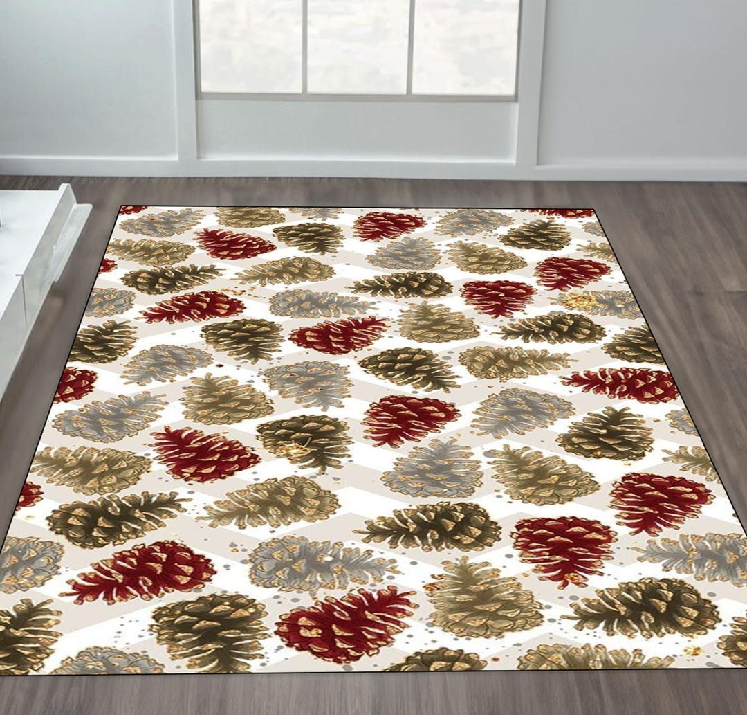 Pine Cone Rug, Cone Rug, Pine Rug, Christmas Rug, Noel Rug, Xmas Rug ...