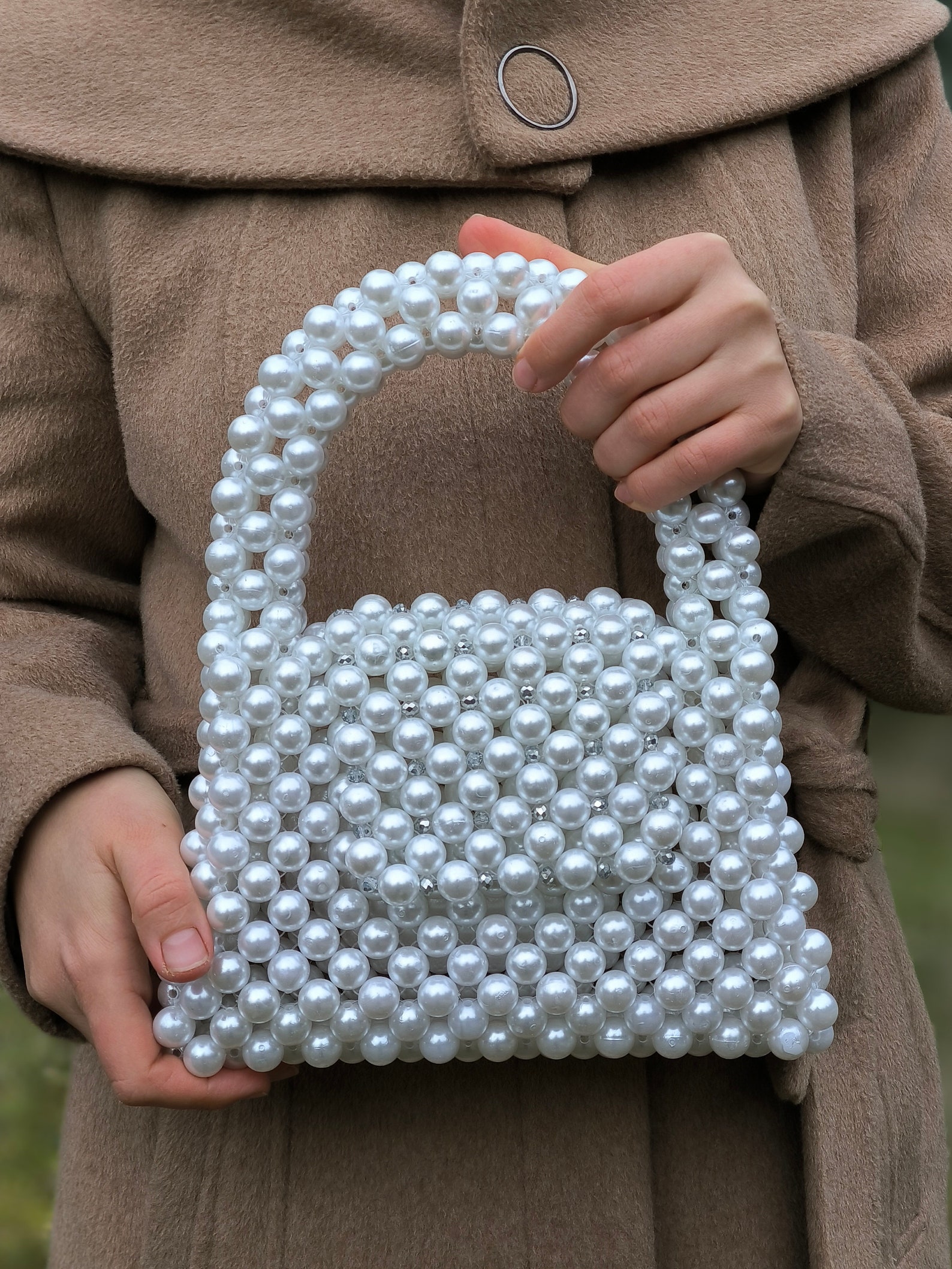 Pearl Bead Bag, Pearl Bag, Bead Knitten Bag, Handmade Bag, Project ...