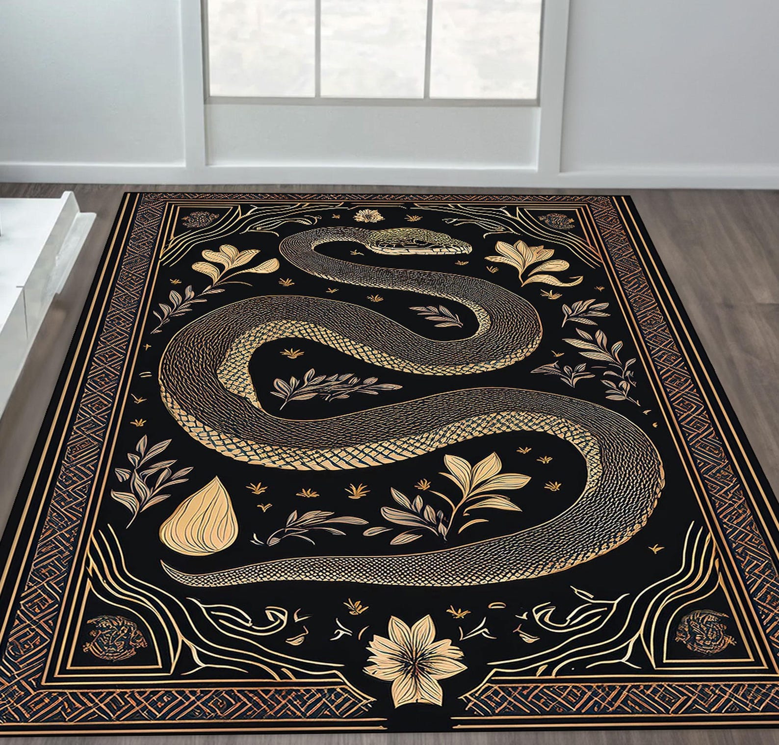 Snake Rug, Animal Rug, Snake Themed Rug, Snake Pattern Rug, Minimalist ...