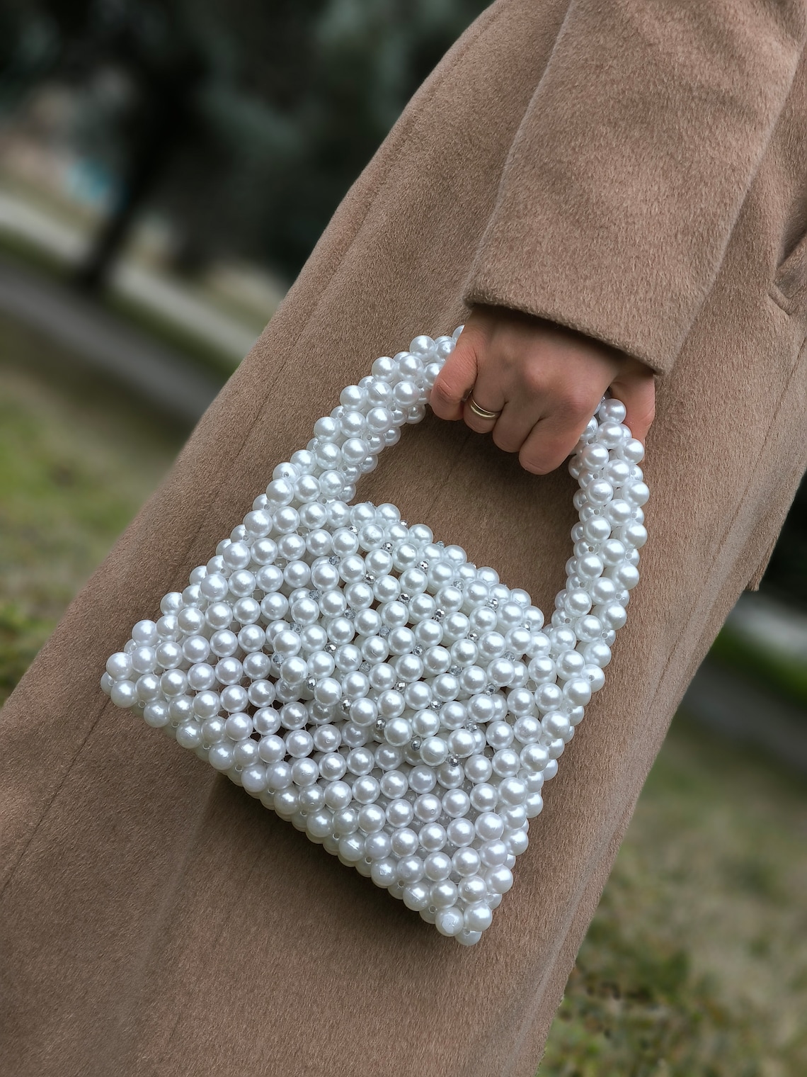 Pearl Bead Bag, Pearl Bag, Bead Knitten Bag, Handmade Bag, Project ...