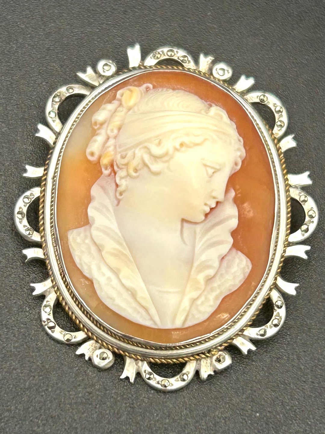 Antique Victorian Hand Carved Shell Cameo Brooch Pendant Unique Gift ...