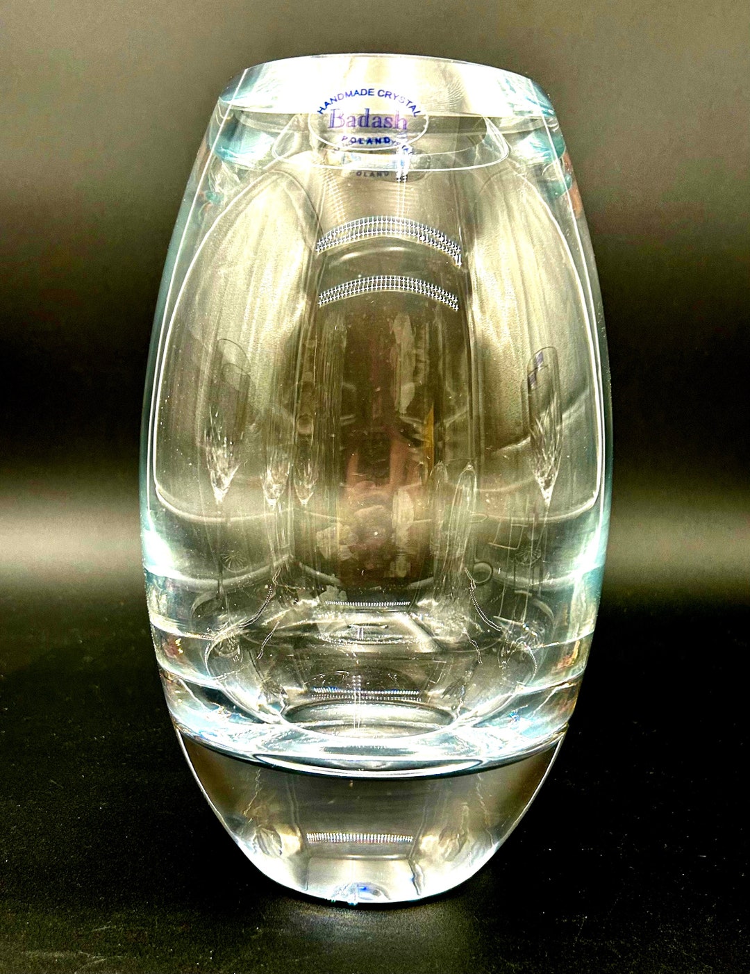 Crescendo Badash Polish Crystal Hand Blown Vase 10 Tall Vintage EC - Etsy