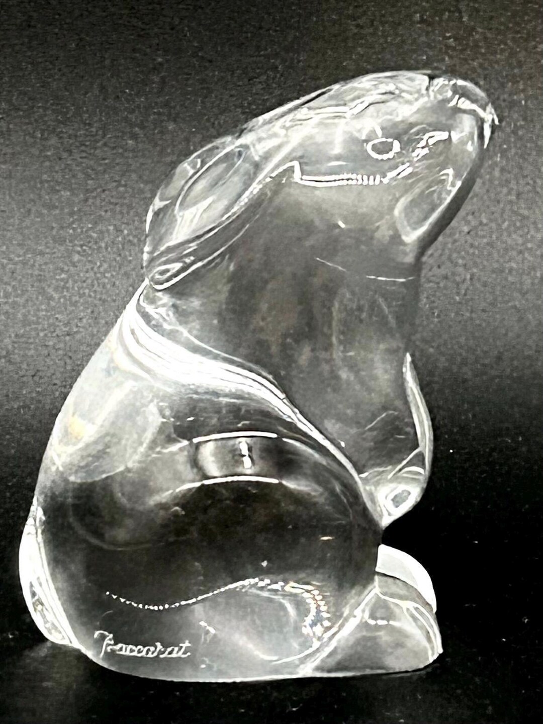 Crystal Glass Rabbit Figure Glass Paperweight Vintage Glass Bunny ...