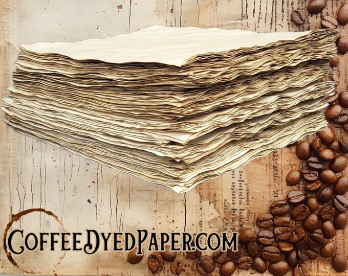 25 Sheets Hand Coffee Dyed Paper Vintage Grunge Junk Journal Brown ...