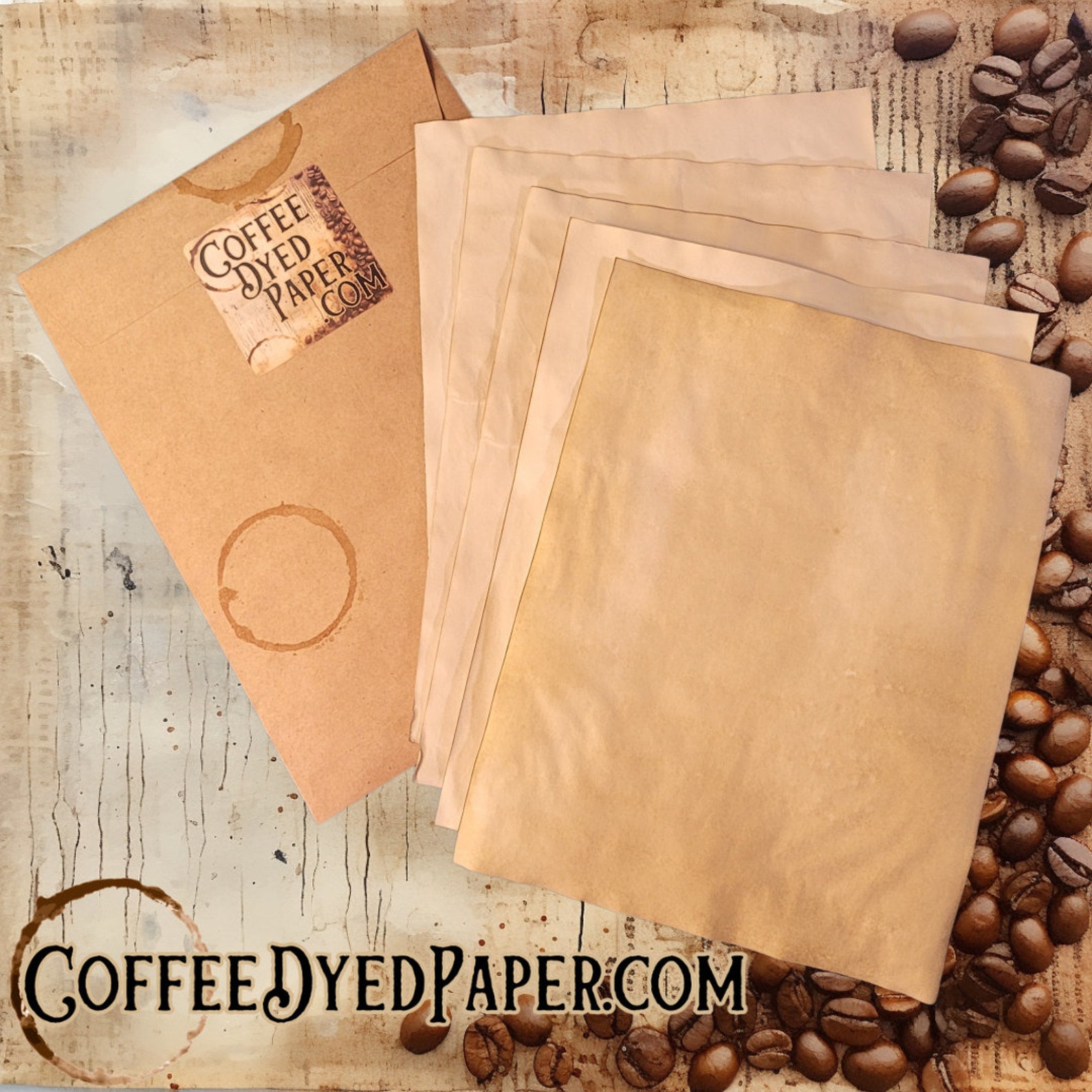 25 Sheets Hand Coffee Dyed Paper Vintage Grunge Junk Journal Brown ...