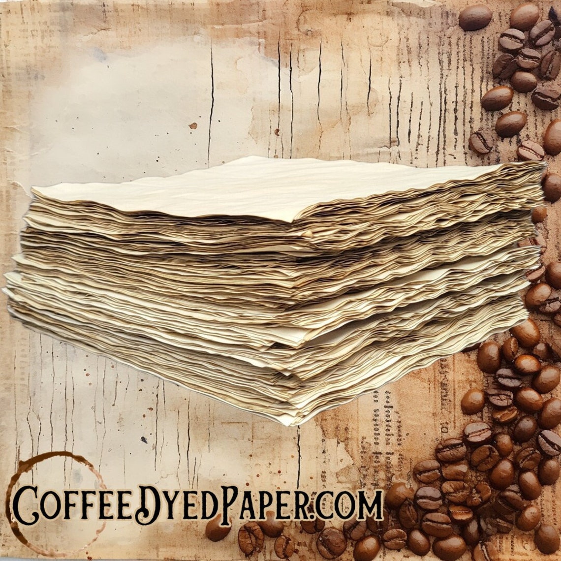25 Sheets Hand Coffee Dyed Paper Vintage Grunge Junk Journal Brown ...