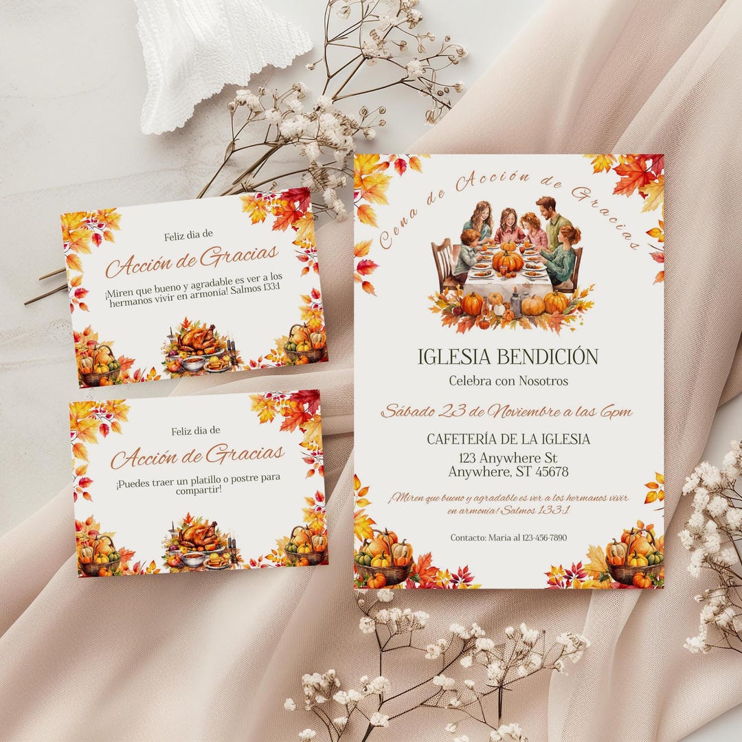 Spanish Religious Thanksgiving Dinner Invitation, Let's Gather ...