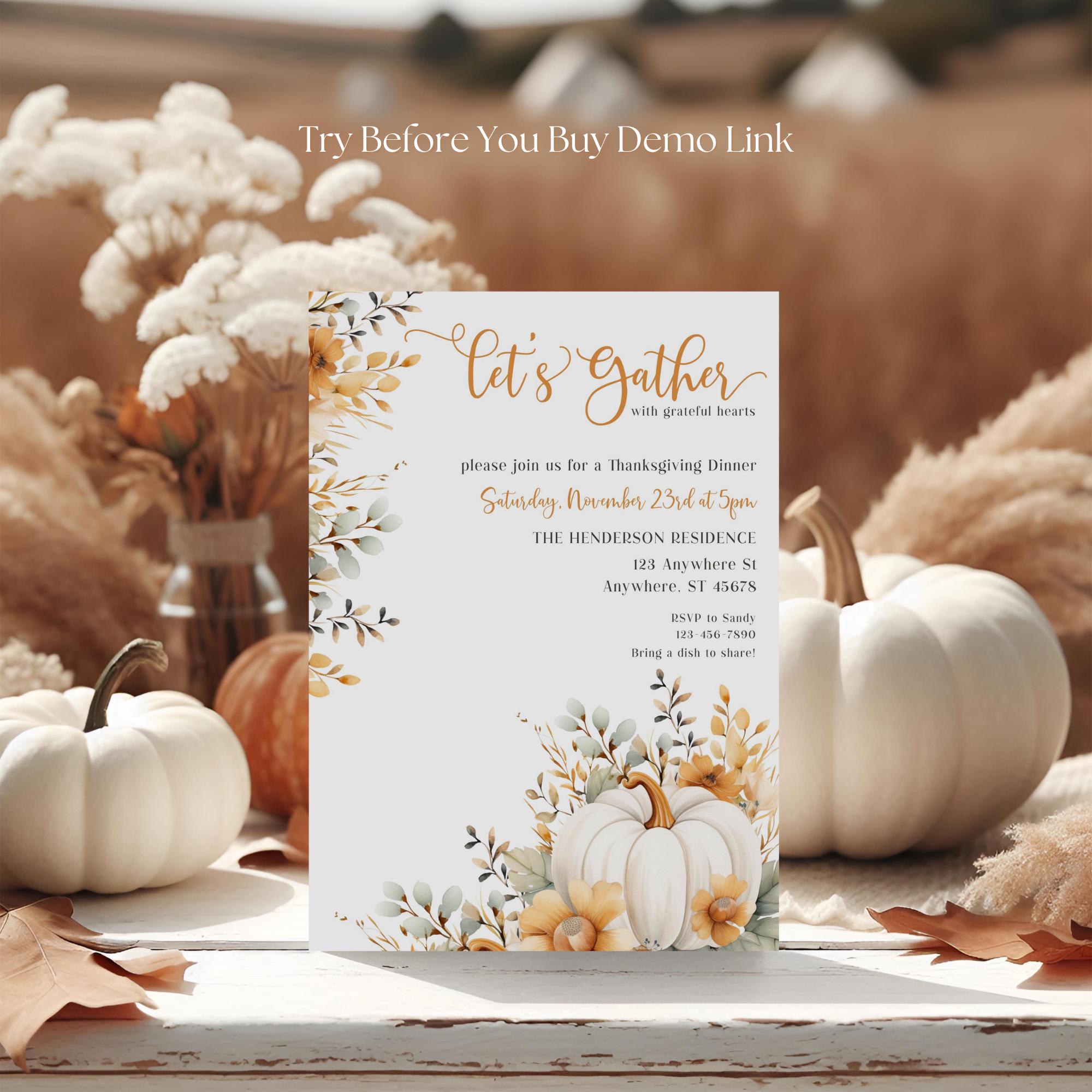 Editable Thanksgiving Invitation, Religious Thanksgiving Invitation ...