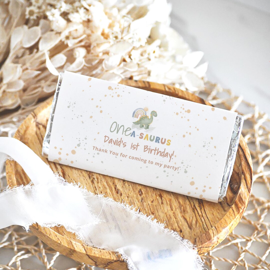 Dino Birthday Editable Chocolate Wrapper, Dino Candy Bar Wrapper ...