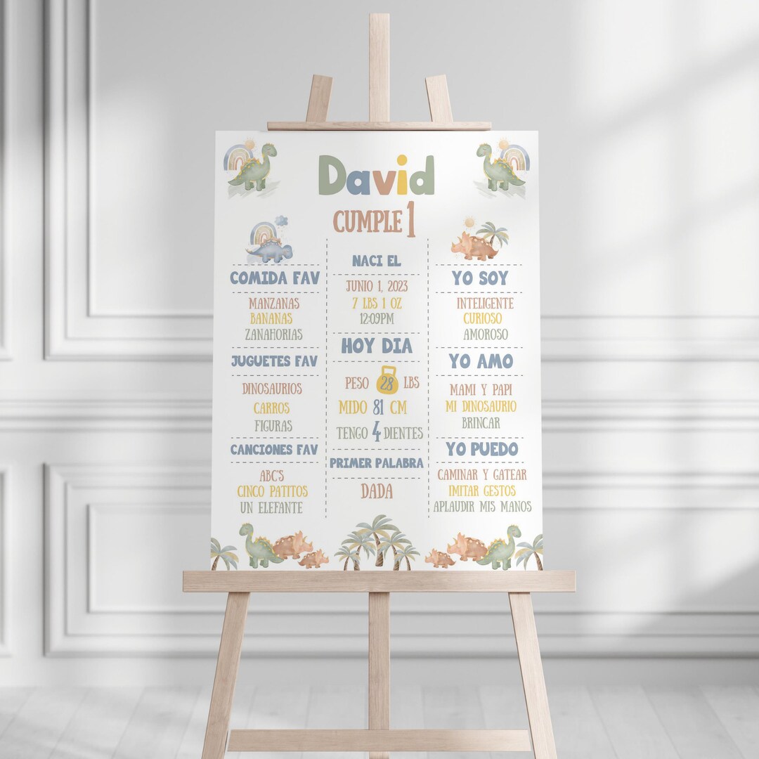 Spanish First Birthday Milestone Sign, One Rex Birthday, Spanish Party ...