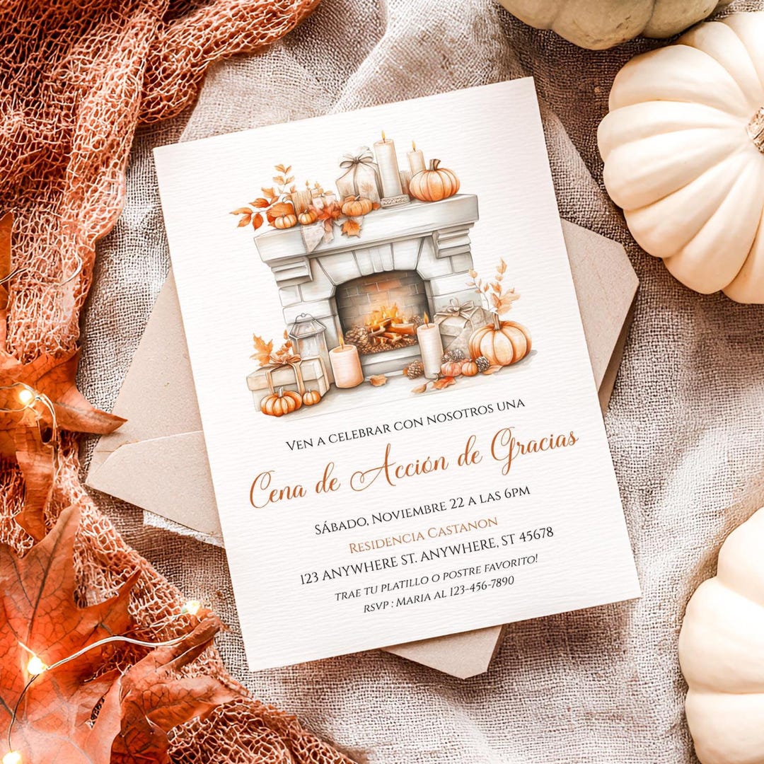 Spanish Thanksgiving Dinner Invitation, Cena De Acción De Gracias ...