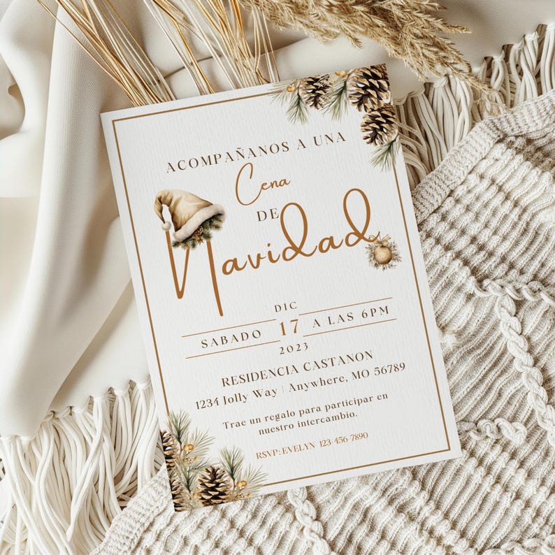 Spanish Christmas Dinner Invitation, Christmas Party Invite, Holiday ...