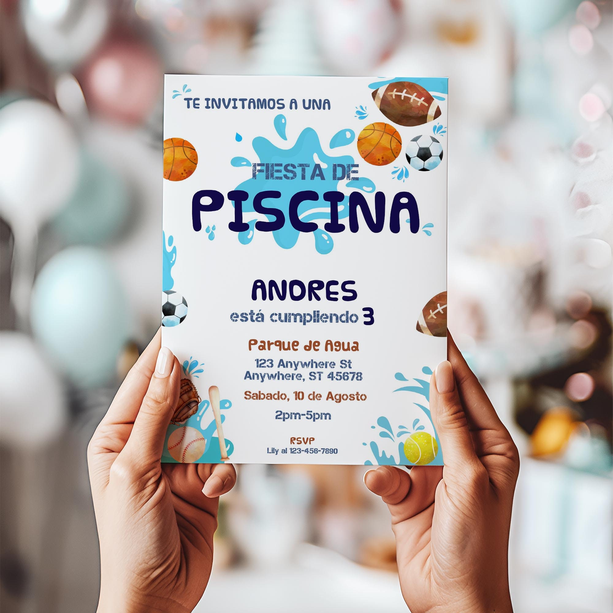 Pool Party Birthday Spanish Invitation, Let's Get Cool, Boys Pool Party ...