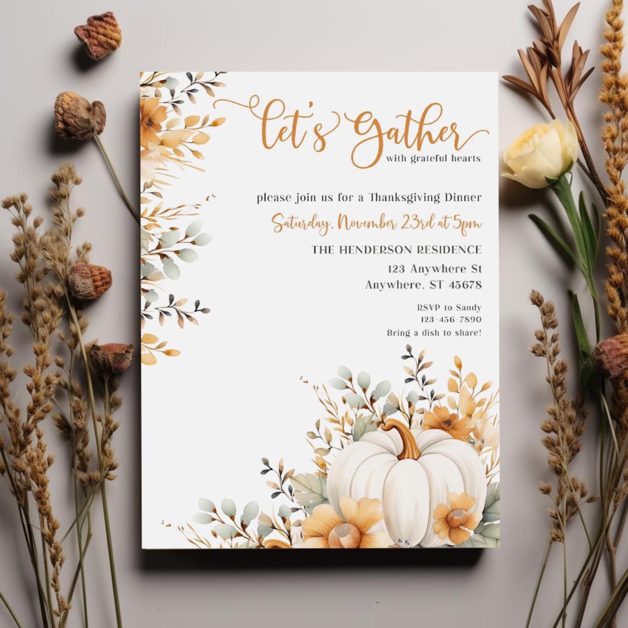 Editable Thanksgiving Invitation, Religious Thanksgiving Invitation ...