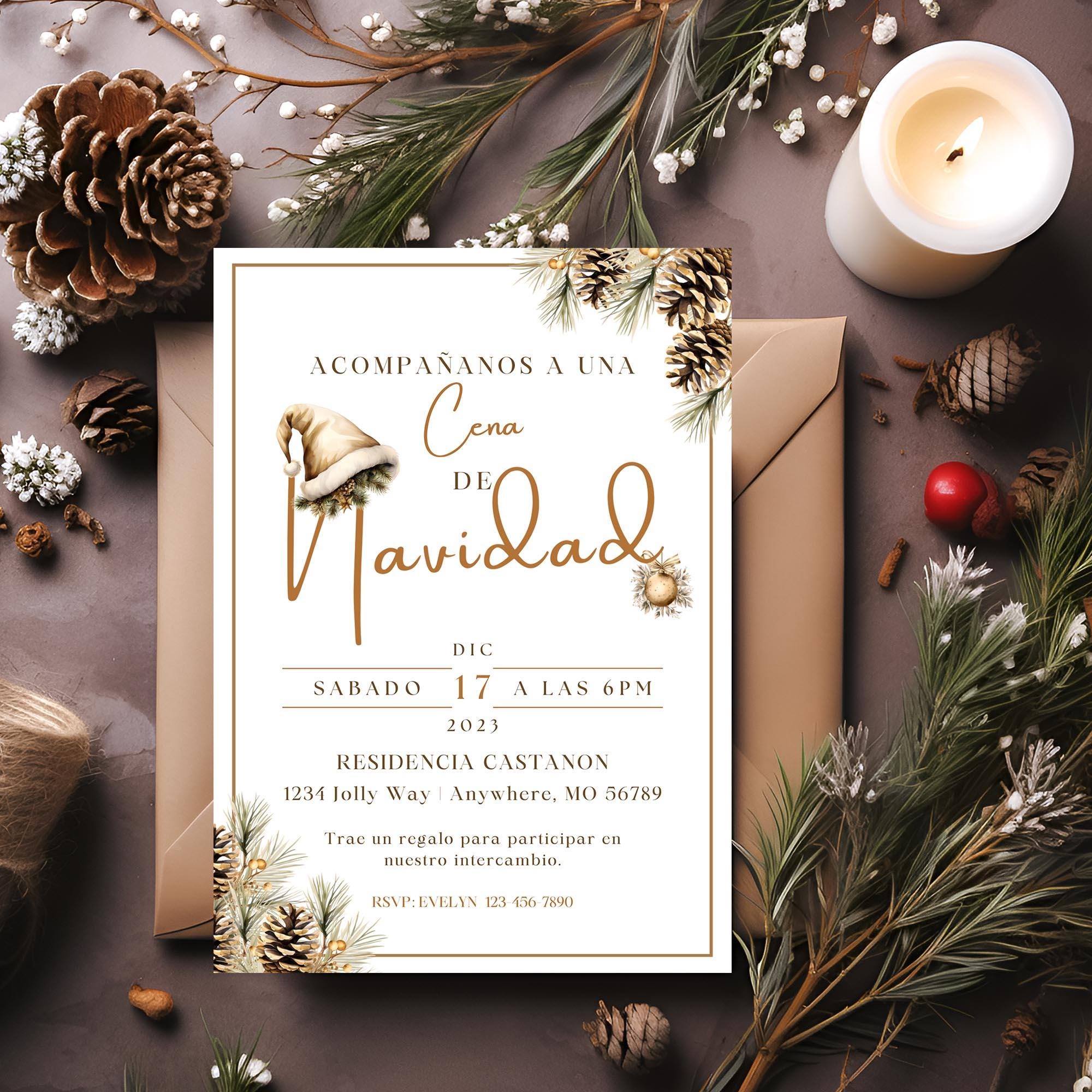 Spanish Christmas Dinner Invitation, Christmas Party Invite, Holiday ...