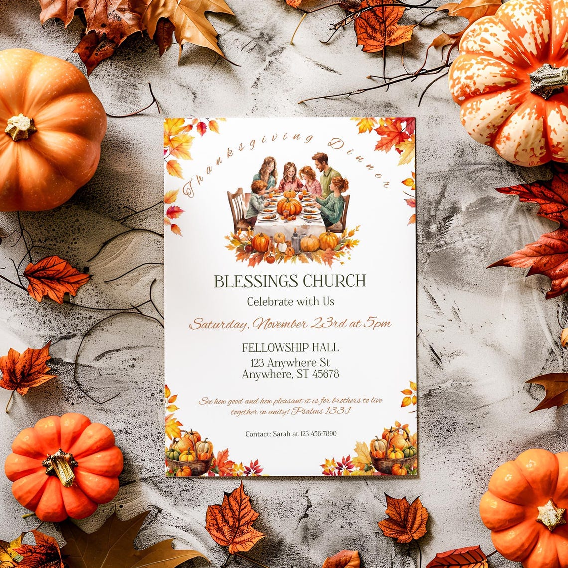 Religious Thanksgiving Dinner Invitation, Let's Gather Invitation ...