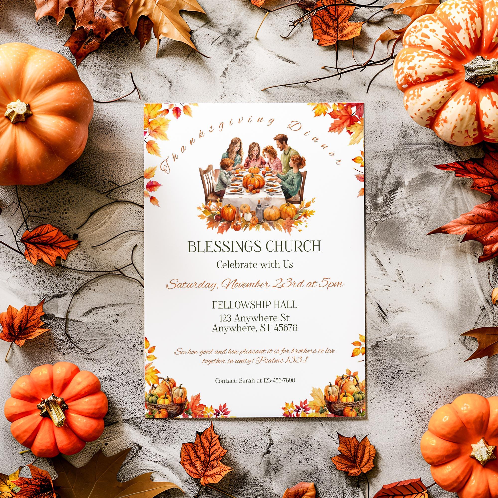 Religious Thanksgiving Dinner Invitation, Let's Gather Invitation ...