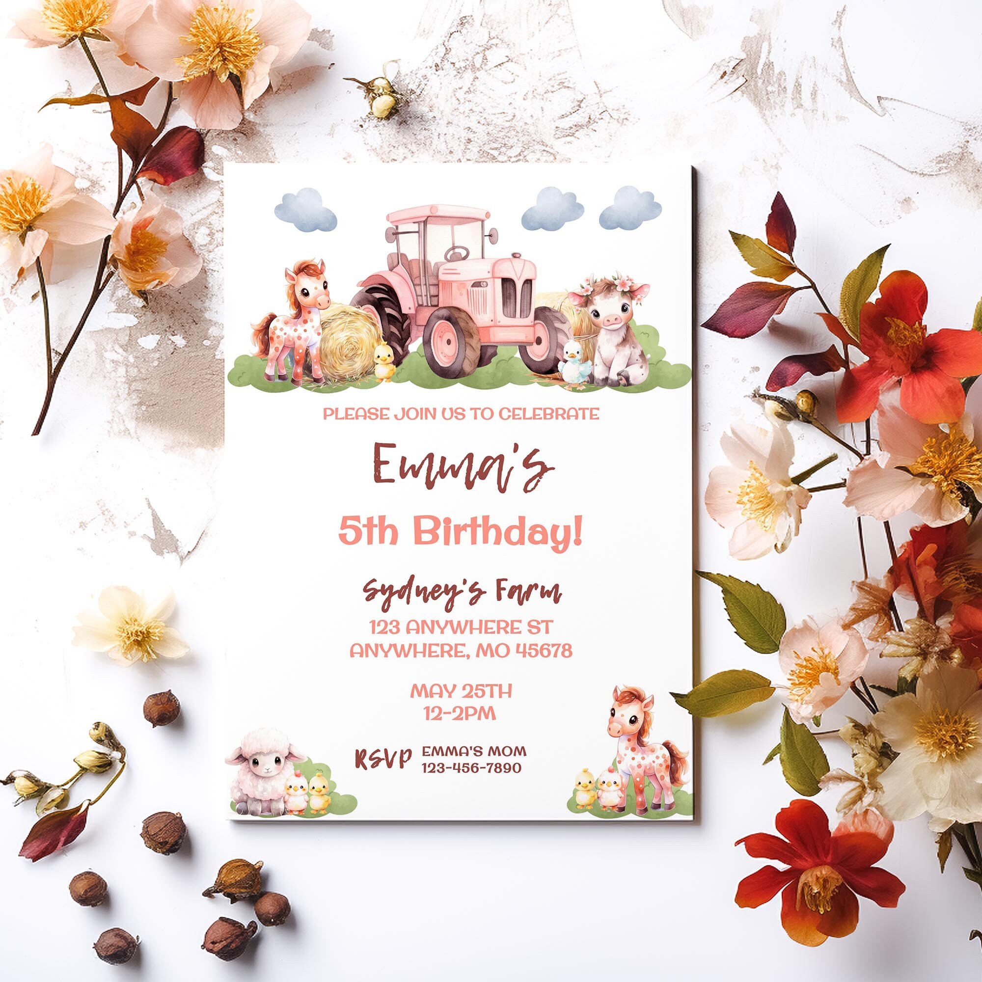 Editable Farm Birthday Invitation, Editable Farm Birthday Evite, Farm ...