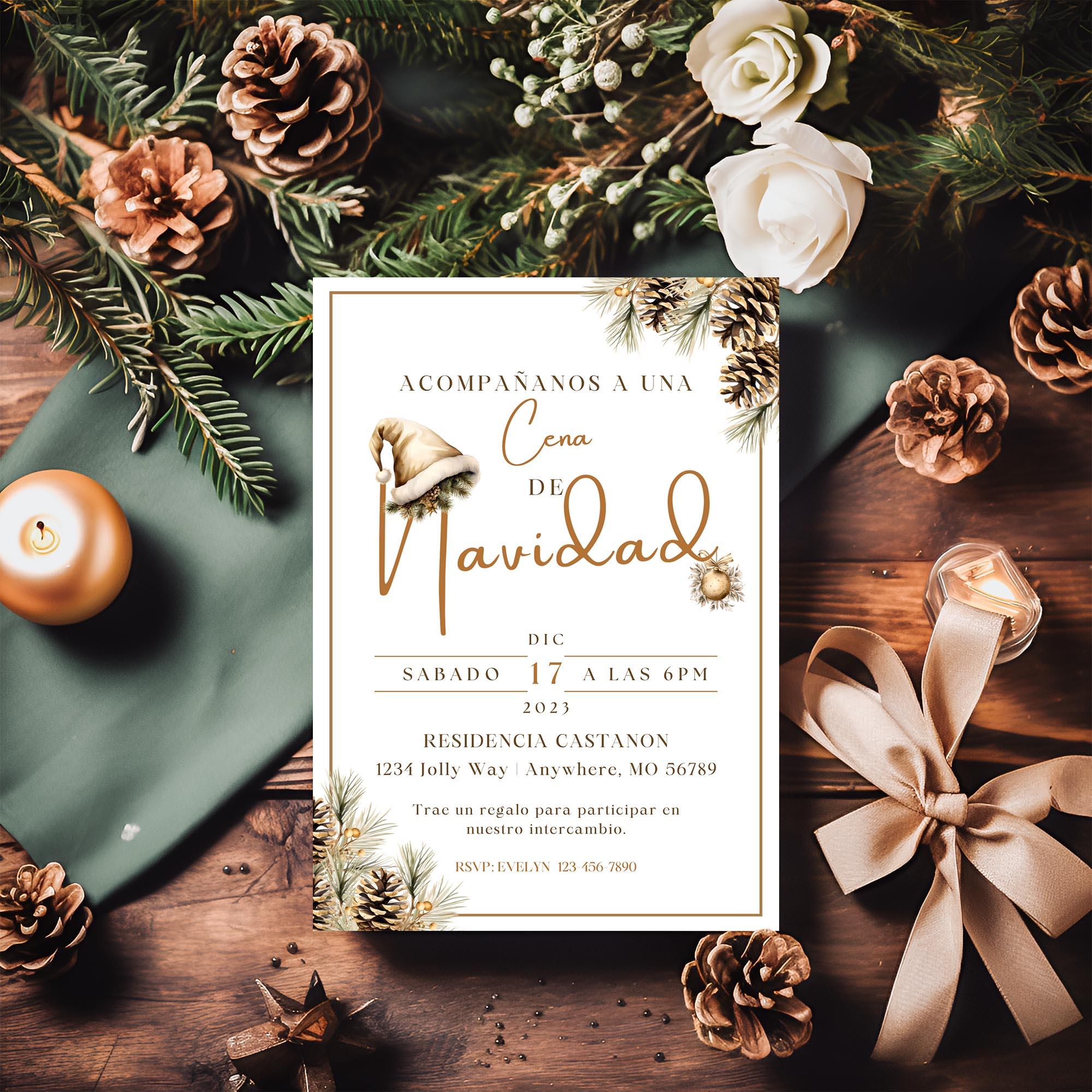 Spanish Christmas Dinner Invitation, Christmas Party Invite, Holiday ...