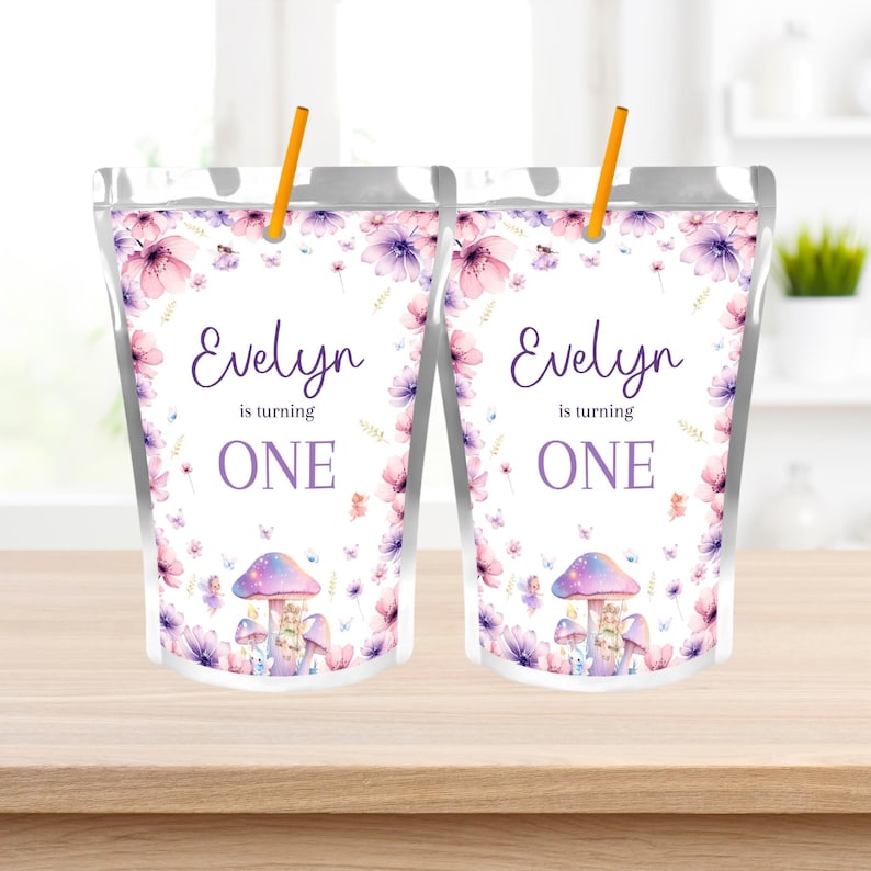 Editable Fairy Juice Pouch Label, Wildflower Fairy Party Favor, Fairy ...