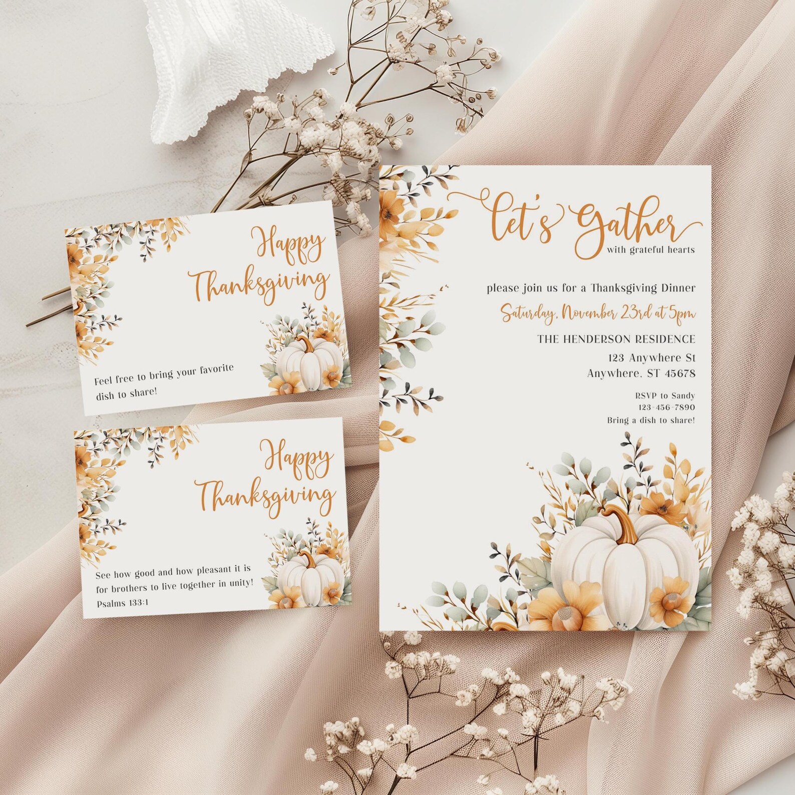 Editable Thanksgiving Invitation, Religious Thanksgiving Invitation ...
