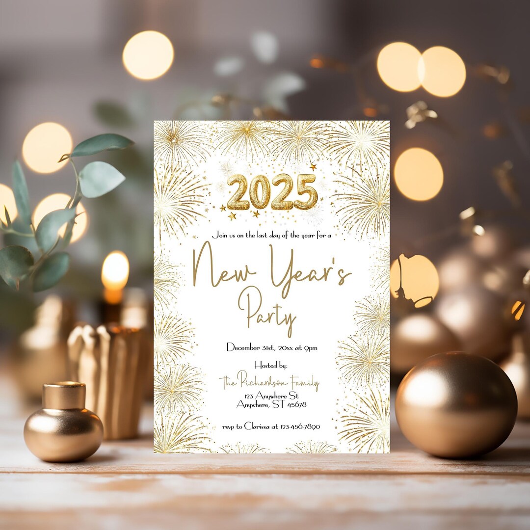 Editable 2025 New Years Party Invitation, New Years Eve Party, NYE ...