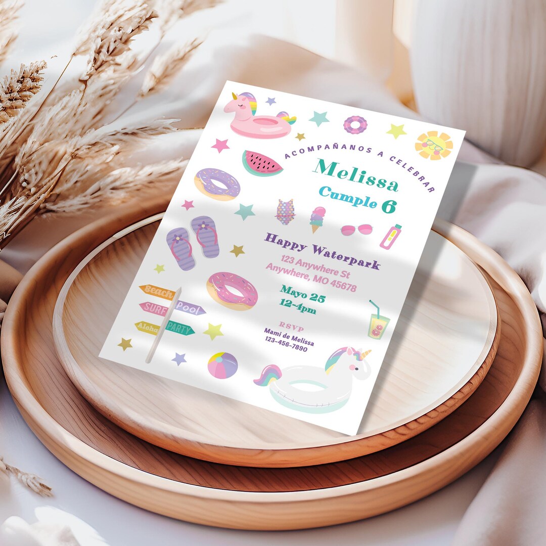 Spanish Birthday Pool Party Invite, Girl Birthday Summer Invite, Girl ...