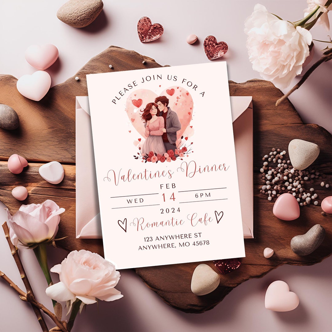 Valentines Dinner Invite, Couple Valentine, Valentine Party, Romantic ...